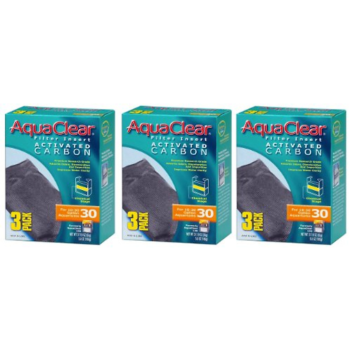 Aquaclear Activated Carbon Insert, 30-Gallon Aquariums, 3-Pack (3-Pack)