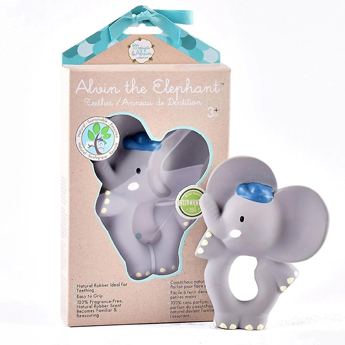 Tikiri Alvin The Elephant Natural Rubber Teether (Blue)