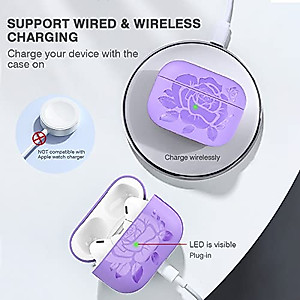 for Airpods Pro 2 Case (2022),DATIMIRA Rose Engraved TPU Apple airpods pro 2nd Generation Case Cover with Strap for Women and Girls,Purple