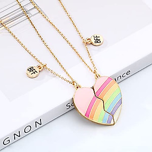 BFF Best Friend Gift Necklaces for 2 Girls Friendship Necklace for Women Friends Half Heart Necklace for Bestie Matching Necklaces for best friends Christmas Birthday Gift