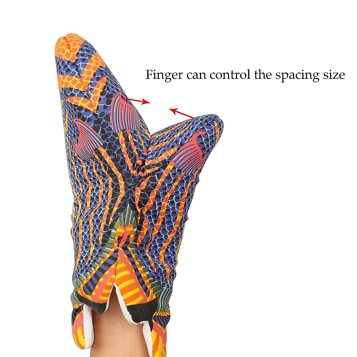 Baking Oven Mitts Cute Kitchen Heat Insulation Gloves 1 Pair Pot Holders Fish Shape Toaster Mitten Heat Resistant Cooking Hand Protector for Baker Lover Chef Thick Cotton Non-Slip Oven Mitts Set