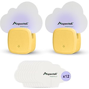Aspectek Sticky Fly Insect Trap for Indoor, Plug-in Blue Light Bug Trap, Odorless, Noiseless, Chemicaless, with 12 Packs of Sticky Glue Pads, Yellow (2 Pack)