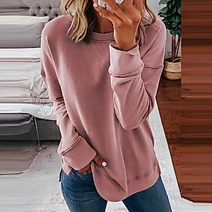 Womens Tops and Blouses,Long Sleeve Shirts for Women Plus Size,Women's Crewneck Sweatshirts Striped Casual Loose Long Sleeve Pullover Tops Shirts