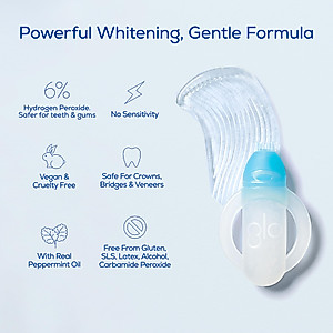 GLO Science Brilliant Teeth Whitening Gel Treatment Refill Vials, Mint Flavored, Clinically Proven to be Sensitivity & Pain-Free and Give Long Lasting Results | 3 Count (12 applications)