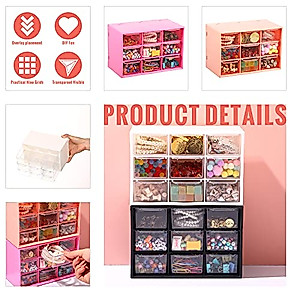 4 Pack Desktop Storage Organizer with 9 Drawers Craft Organizer with Mini Drawers Plastic Organizers and Storage Drawers for Craft Jewelry Cosmetics Art Sewing Supplies Storage