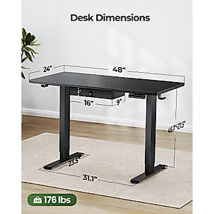 Marsail TZESD12B home-office-desks, 48 x 24 Inch, Black