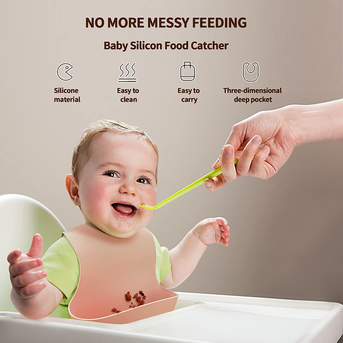 Maveek Silicone Baby Bibs for Eating, Drool Bibs for Babies Gender Neutral Toddler Bandana Bibs Food Catcher for Baby Boys and Girls, Waterproof Soft Non Messy Dusky Pink + Dusky Blue (12-36 Months)