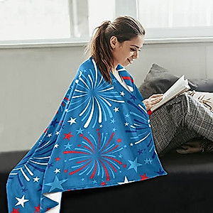 susiyo Patriotic Blue Fireworks Throw Blanket 50x60 inch Soft Lightweight Decor Sofa Couch Blanket