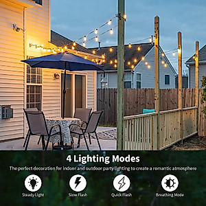 Svater Solar String Lights Outdoor, 100FT ST38 Patio Lights with 52 Shatterproof LED Bulbs(2 Spare), Waterproof Plastic Solar Powered Hanging Lights String for Outside Backyard, Garden, Pergola