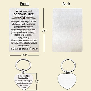 MALLAbyLAMMA To My Goddaughter Journal, Goddaughter Wallet Card, Goddaughter Keychain Gift Set, 140 Page Refillable Notebook, Suitable for Birthday, Graduation, Christmas