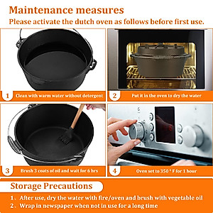 5QT Dutch Oven Camping, Leonyo 2 in 1 Camping Dutch Oven, Cast Iron Dutch Oven for Outdoor Camping, Heavy Duty & Pre-Seasoned Deep Pot for Sourdough Bread Baking, Campfire Cooking