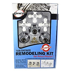 Danco 39696 Cross-Arm 3-Handle Tub/Shower Faucet Rebuild & Remodeling Valve Trim Kit for Pfister Contempera – Contessa, White/Chrome