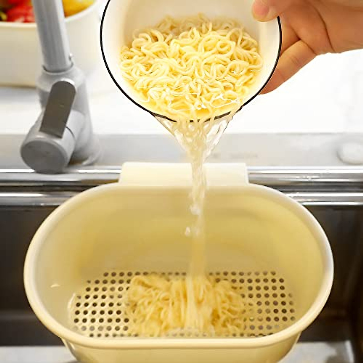 2 pcs Kitchen Sink Drain Basket for Double Bowl Kitchen Sinks, Colander and Pasta Strainer, Colanders & Food Strainers, Strainers and Colanders