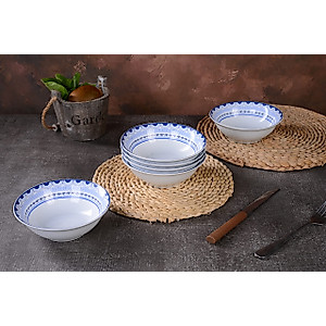 Braque Ceramic Bowls For Kitchen, 13oz- Set of 6 Porcelain Bowl- For Cereal, Salad, Pasta, Soup, Dessert, Serving-Dishwasher, Microwave & Oven Safe, Chip Resistant-For Breakfast, Lunch & Dinner-Orchid