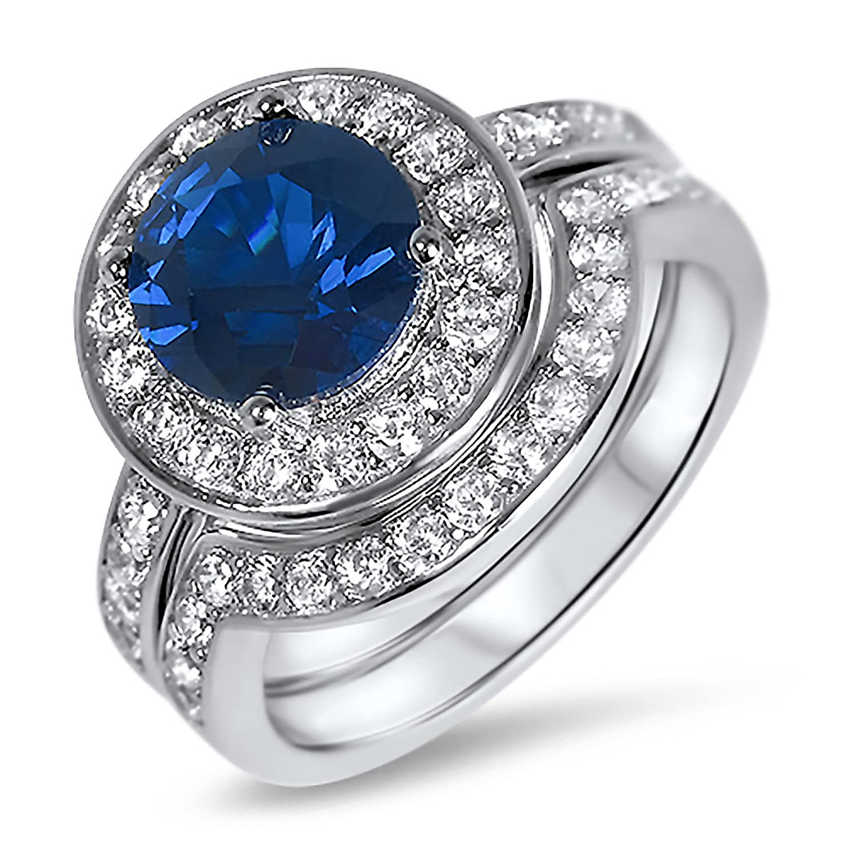 His Hers CZ Wedding Ring Set TRIO 3 PCS Bride Groom Couples Rings Him Her 9/7