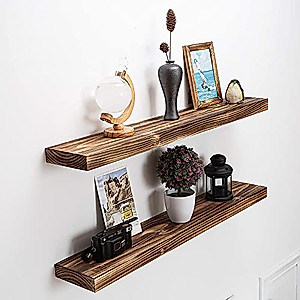 AGAOTIAN Solid Wood Floating Shelves for Wall 36 inch Modern Rustic Wooden Shelf Set of 2 for Bedroom Bathroom Family Room Kitchen