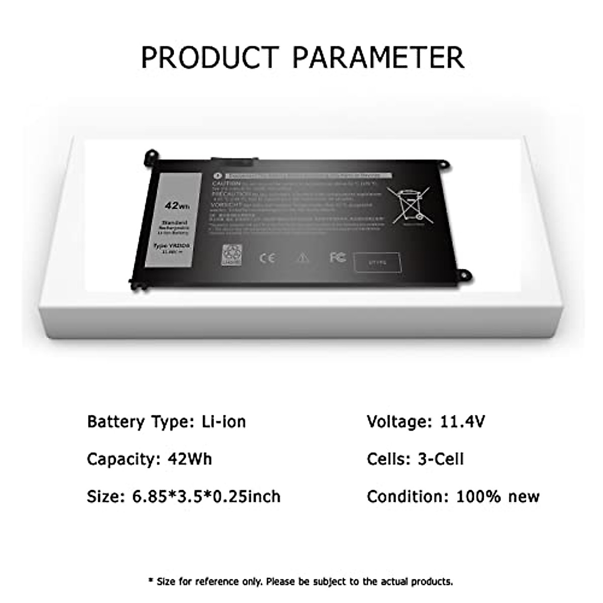 YRDD6 Laptop Battery for Dell Inspiron 3493 3501 3582 3583 3584 3593 3793 5480 5481 5482 5485 5491 5493 5585 5590 5591 5593 5594 5598 7586 OYRDD6 VM732 OVM732 1VX1H 01VX1H（42Wh 11.4V 3-Cell）