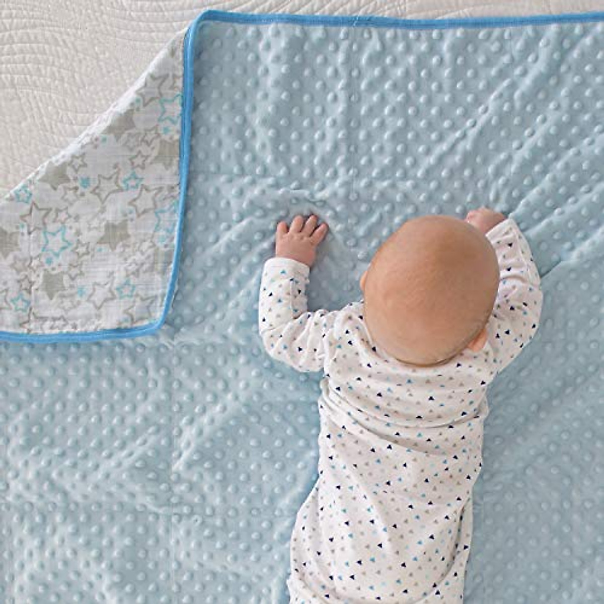 SwaddleDesigns Snuggle Blanket, Microfiber and Cotton Muslin, Sterling Little Lamb and Plush Dots