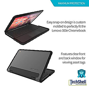 Gumdrop DropTech Laptop Case Fits Lenovo 300e Chromebook (1st Gen ONLY). Designed for K-12 Students, Teachers and Classrooms – Rugged, Shockproof Bumpers for Reliable Device Protection– Black