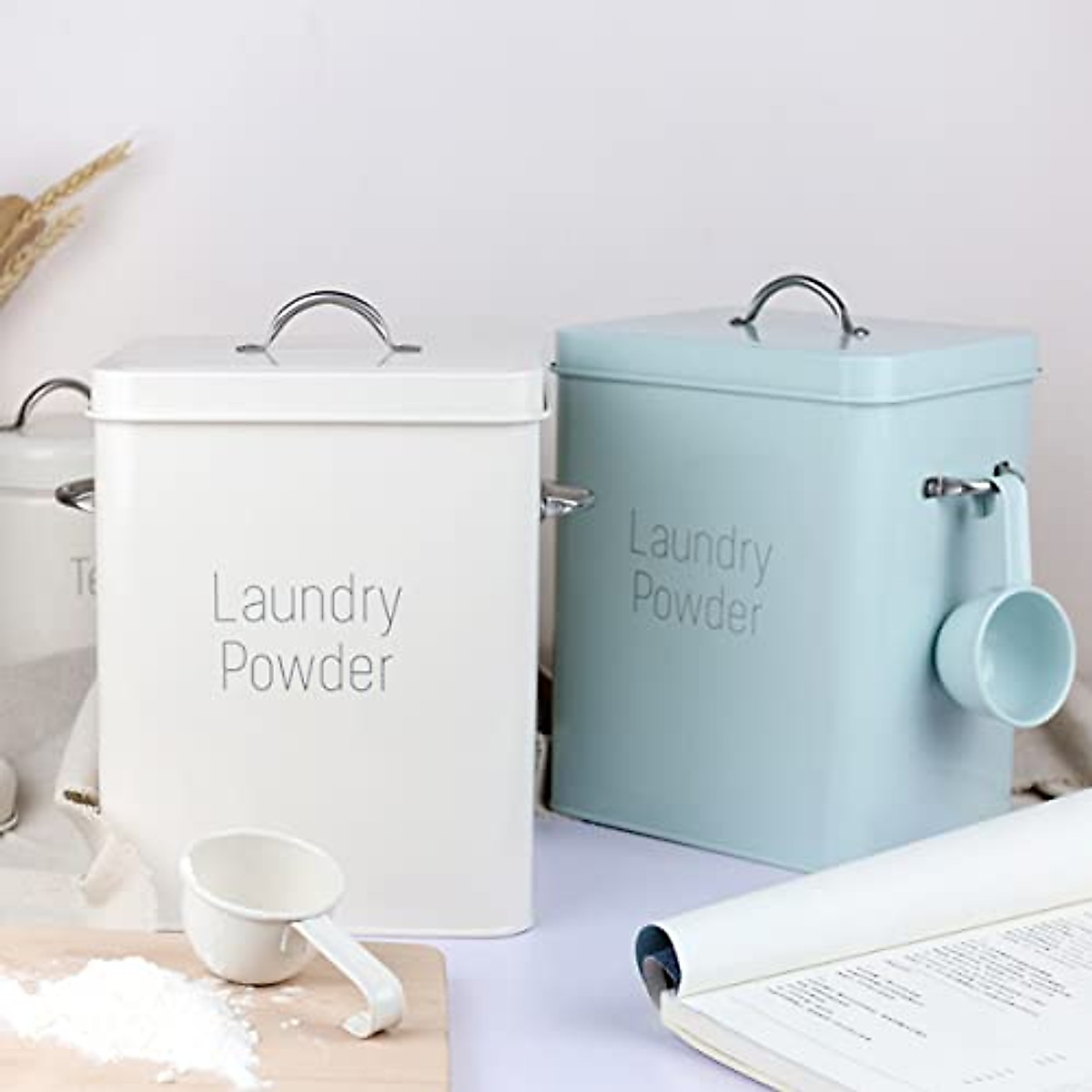 Cabilock Laundry Organizer Box Farmhouse Laundry Powder metal laundry powder container laundry powder bin laundry detergent container Container Metal Laundry Pet Food Container