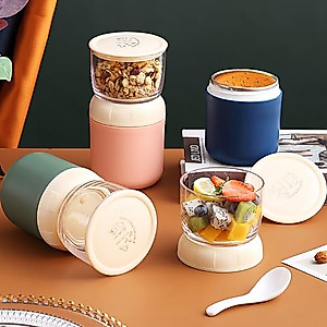 10 oz+13.8 oz Snack Cup, Reusable Overnight Oats Container with Leak-Proof Design, Toppings Compartment, and Dual-Sealing Lid, Portable & Lightweight for Work, Travel, Gym - Dishwasher Safe (green)