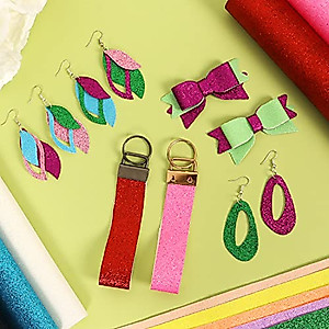 funcolor Glitter Faux Leather Sheets: 15Pcs 8X12 Inch Shiny Glitter Rainbow Leather Sheets Pattern Bundle A4 PU Quality Synthetic Leatherette Material,Making Bows,Keychian and DIY Sewing Crafts