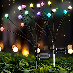GARPER Solar Garden Lights – High Flexibility Starburst Swaying Lights - Upgraded 2 Modes Solar Lights Outdoor Waterproof, Color Changing Solar Firefly Lights for Yard Pathway Patio Garden Decoration