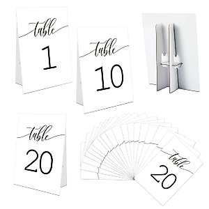 Wedding Table Numbers 1-20, Simple Wedding Decor, 4x6 Standing Sign Self-Standing Table Numbers for Bridal Showers, Baby Showers, Special Event, Reception & Decorations