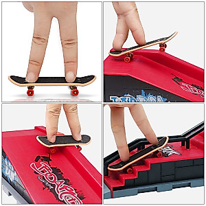 EPOGG Mini Finger Skateboard Ramp Set, Skate Park Kit Ramp with Tools for Fingerboards Training Props Interactive Freestyle Skate Game, Finger Skateboards for Adults & Kids