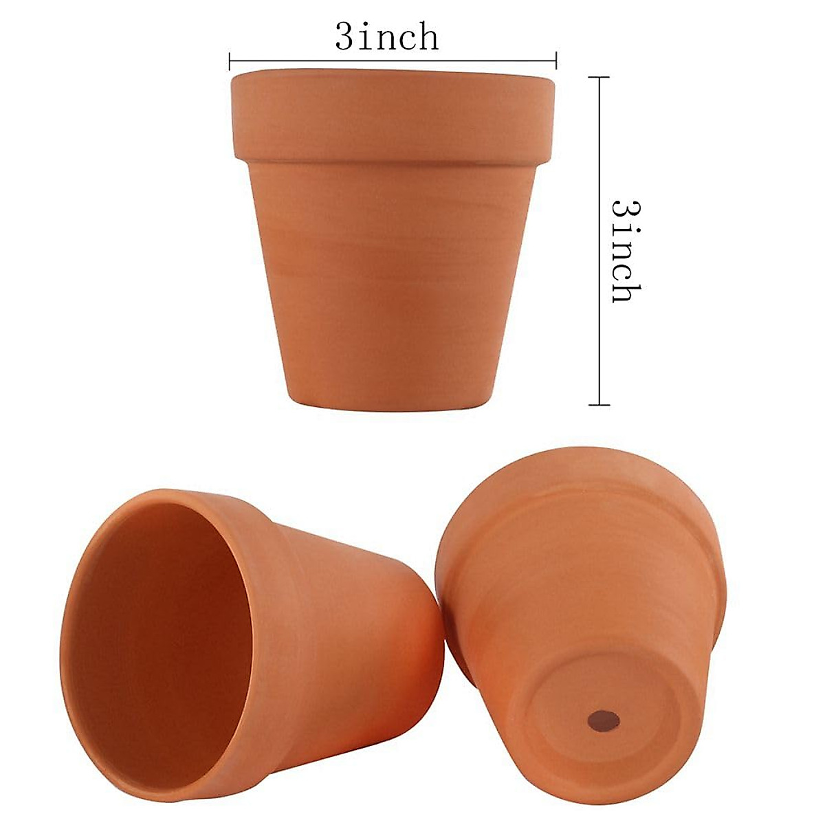 Sderoq 3 Inch Terracotta Pots - 22Pack Clay Flower Pots with Drainage Hole, Succulent Nursery Pot/Cactus Plant Pot. Great for Plants, Crafts, Wedding Favorn, DIY Production