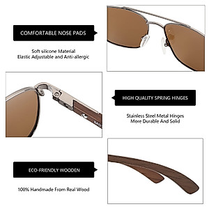 ZENOTTIC Aviator Wood Polarized Sunglasses for Men 100% UV Protection Fishing Driving Golf
