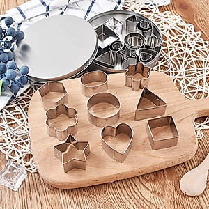 Newk 24PCS Stainless Steel Cookie Cutters for Baking, Heart, Star, Flower, Geometric Shaped Assorted Sizes - Mini Biscuit Cutters