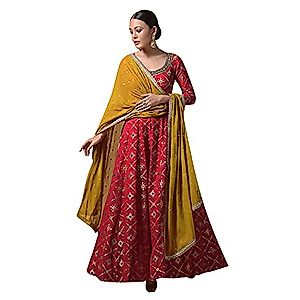 Indian Kurti for Womens Dupatta | Art Silk Woven Kurta Kurtis Tunic For Women Mustard