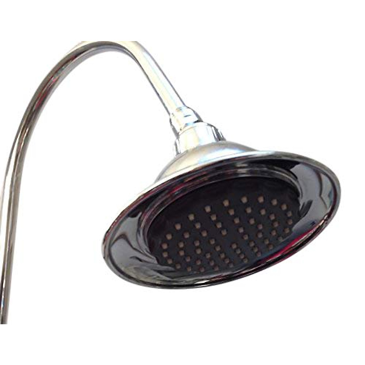 My PlumbingStuff RX2300J JUMBO Clawfoot Tub Add-a-Shower - 60” D-Style Rod with Shower Rings - JUMBO Chrome-Bell Showerhead - B3100 Ball-Valve Technology - 12 Shower-Curtain Rings