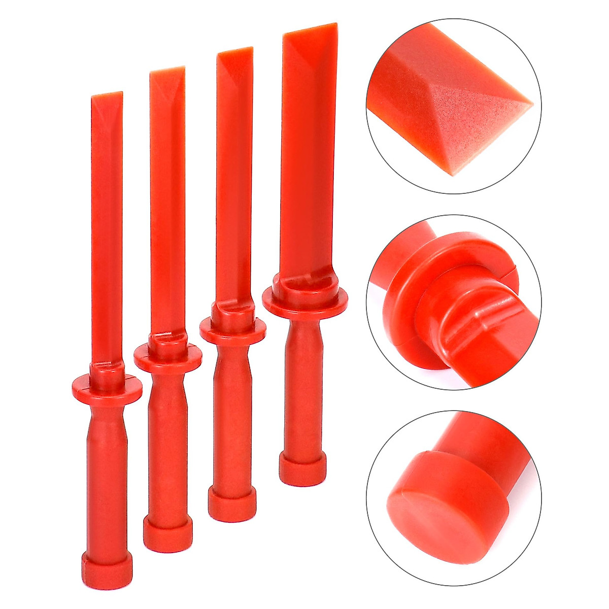 QWORK Plastic Chisel Scraper Set, 3/4", 7/8", 1", 1-1/2" Chemical Resistant Scraper Tool, No-marring Plastic Razor Scraper Remover Tool, Plastic Chisel Set for Removes Debris, Adhesives, Film, Paint