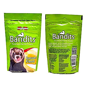 Petlewa MarshalBandits Premium Ferret Treats Variety Pack - 5 Flavors Chicken, Raisin, Peanut Butter, Banana, and Meaty Bacon - 3 Ounces Each 5 Total Pouches