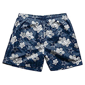 FOCO NFL Dallas Cowboys Mens Hibiscus Slim Fit 5.5" Swim Suit Swimming TrunksHibiscus Slim Fit 5.5" Swim Suit Swimming Trunks, Team Color, M