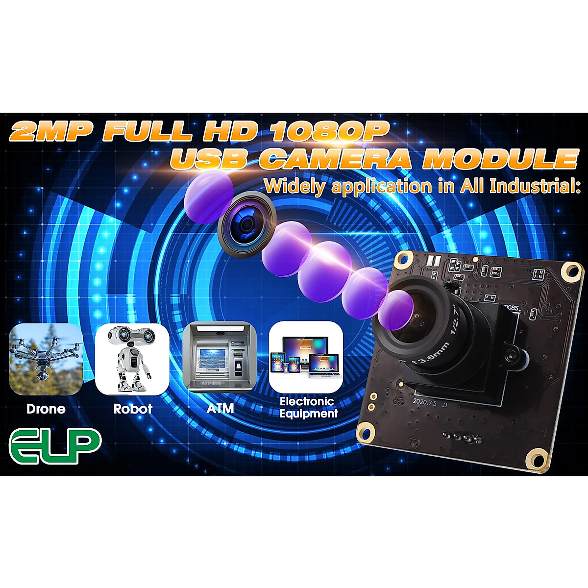 ELP 2MP High Speed USB Camera Module for Computer 1080P Mini UVC USB2.0 Webcam Board CMOS OV4689 Video CCTV Industrial PC Camera for Laptop High Frame 260fps 120fps 60fps Lightburn Camera