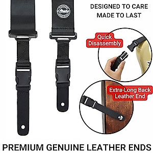Amumu Snapclock Guitar Strap with Clip Black Nylon for Acoustic Guitar Electric Guitar and Bass Guitar include Strap Blocks & Headstock Strap Tie - 2" Wide