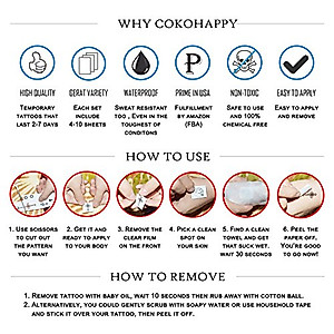 COKOHAPPY 10 Sheets Tiny Temporary Tattoo Feather Bird for Men Women