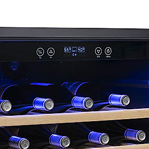 NewAir 24" Built-In 52 Bottle Compressor Wine Fridge in Stainless Steel with Precision Digital Thermostat and Premium Beech Wood Shelves