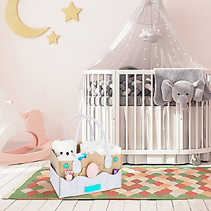 CONDRA FIELD Diaper Caddy Organizer, Nursery Storage Basket for Baby,Portable Diaper Holder for Changing Table and Car,Newborn Essentials Boy Girl Shower Gift Basket.