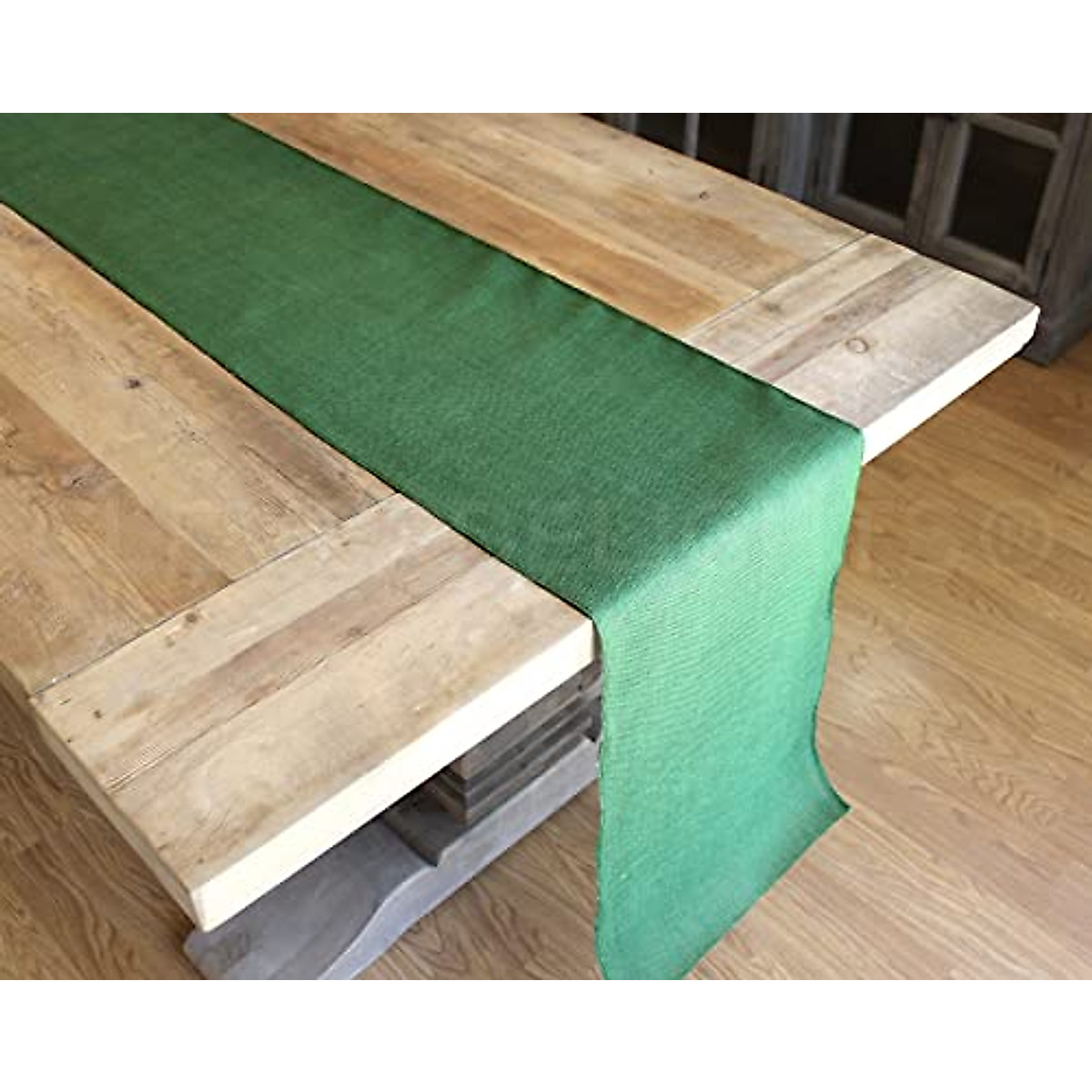 CleverDelights 14" Green Burlap Roll - Finished Edges - 10 Yards - Jute Burlap Fabric