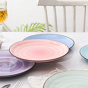 Selamica Ceramic 8 inch Dinner Plates, Small Dessert Salad Plates, Porcelain Serving Plate for Appetizer, Pancakes, Steak, Set of 6, Gradient Color