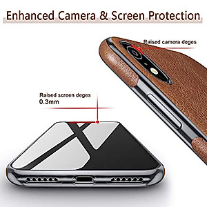 LOHASIC for iPhone XR Case, Premium Leather Slim Fit Flexible Defender Anti-Slip Soft Grip Scratch Resistant Protective Cover Soft Cases Compatible with Apple iPhone XR (2018) 6.1 inch - Brown