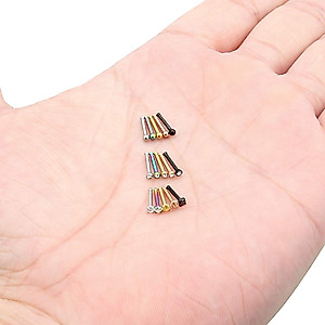 Lcolyoli Nose Rings 15Pcs Bone 18G Nose Stud Surgical Steel Piercing Jewelry Ball Clear Round Diamond CZ 2mm for Women Men Silver-tone Rose Gold Black Nostril Studs Round Ball