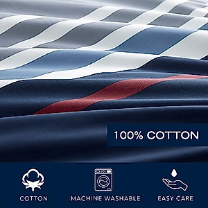 Nautica - Queen Comforter Set, Cotton Reversible Bedding with Matching Shams, Stylish Home Decor (Bradford Navy/Kahki, Queen)