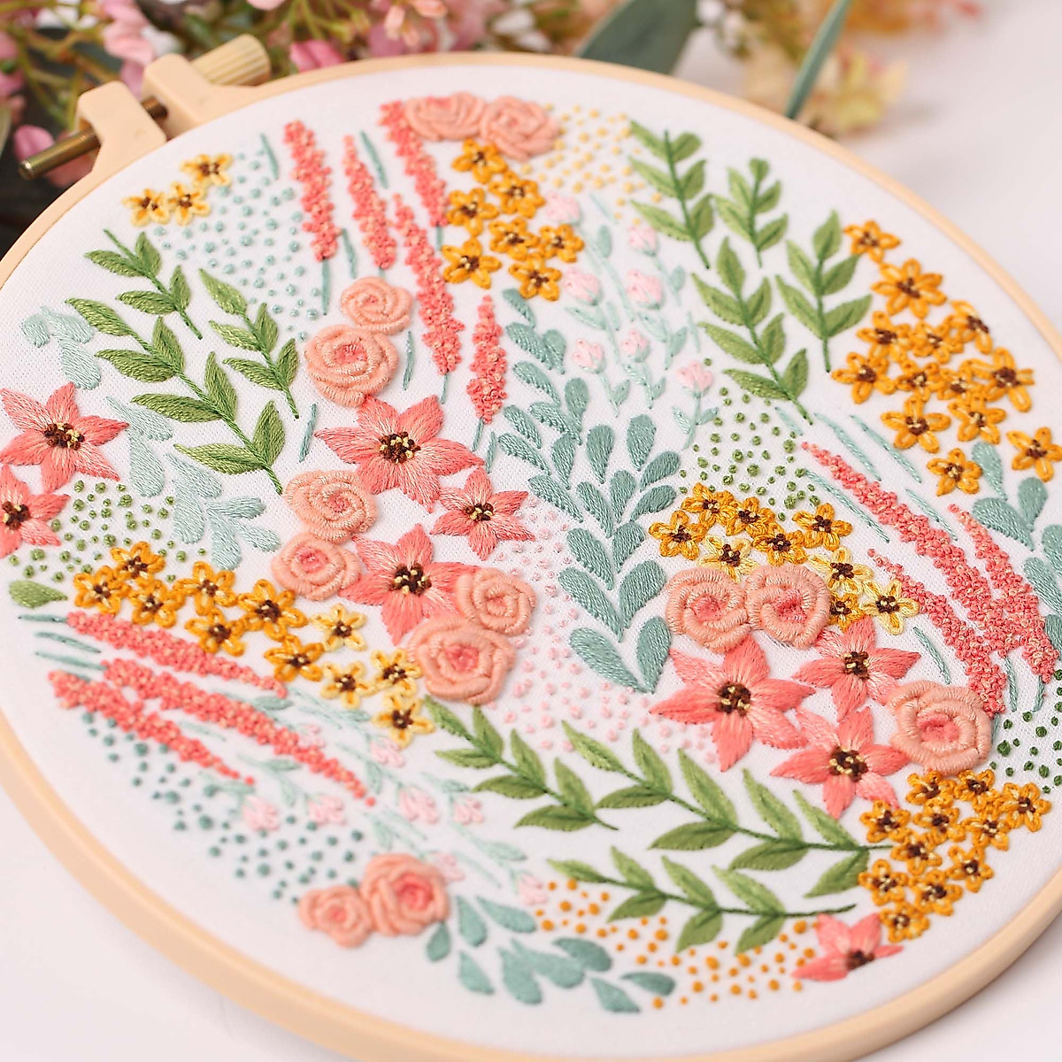 REEWISLY 3 Pack Embroidery Starter kit with Patterns and Instructions, DIY Adult Cross Stitch Kits Beginner, Including 3 Plastic Embroidery Rings, 1 Scissors, Colored Threads and Needles