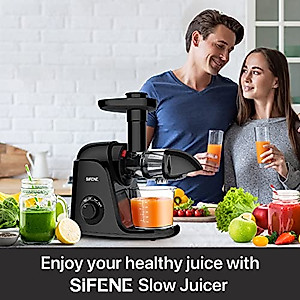 SiFENE Slow Juicer, Cold Press Juicer, Masticating Juicer Machines, Juice Maker Extractor, Juice Squeezer, Brush& Recipes Included