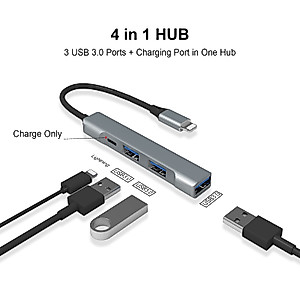 Lightning to USB Hub [Apple MFi Certified] 4-in-1 USB OTG Hub with 3 USB 3.0 Port and Fast Charging Port for iPhone/iPad Compatible with USB Microphones/USB Flash Drive/Keyboard/Mouse/USB Sound Card